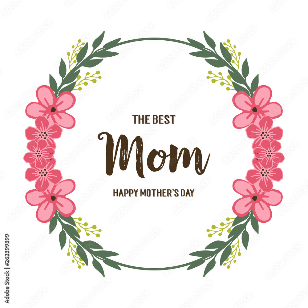 Vector illustration artwork pink flower frame for i love you mom Stock Vector | Adobe Stock