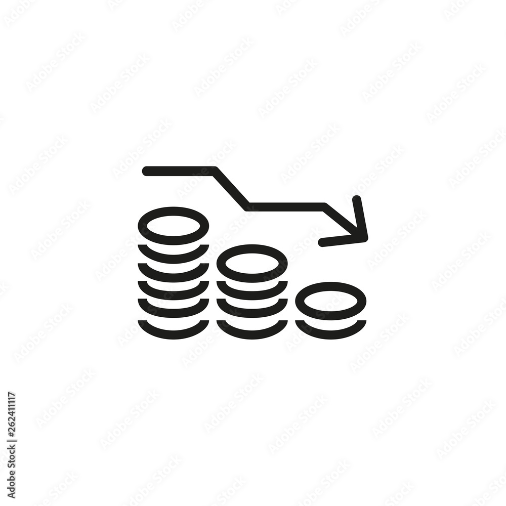 Money reduction line icon Stock Vector | Adobe Stock