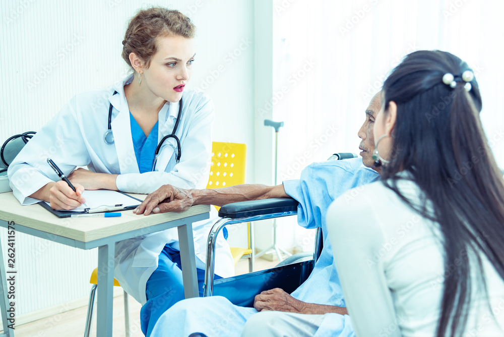 Young professional female doctor helping hands ,explaining diagnosis to ...