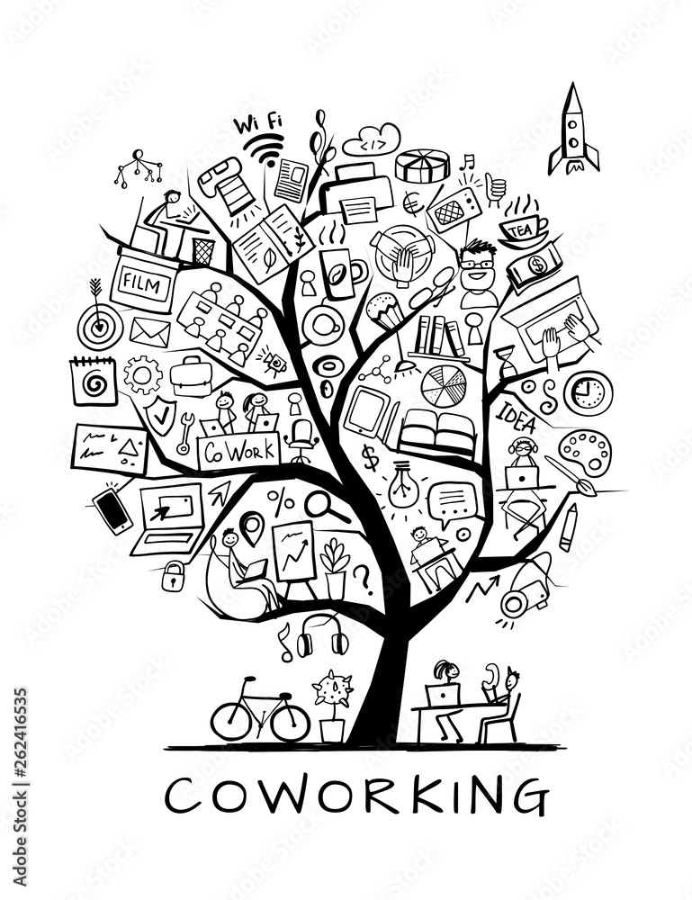 Coworking space, concept tree for your design Stock Vector | Adobe Stock