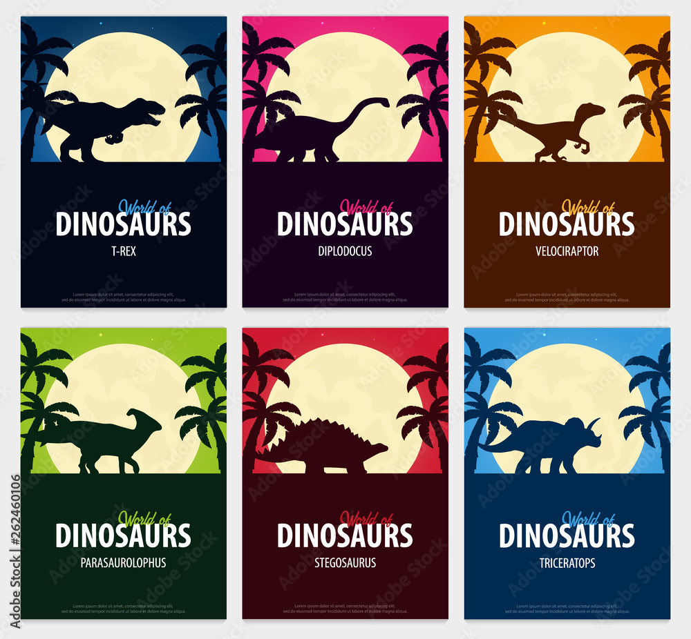 Posters collection World of dinosaurs. Prehistoric world. Jurassic ...