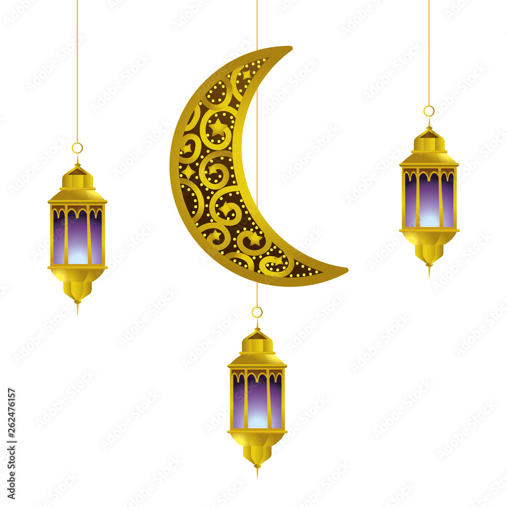 hanging lamp and moon Stock Vector | Adobe Stock