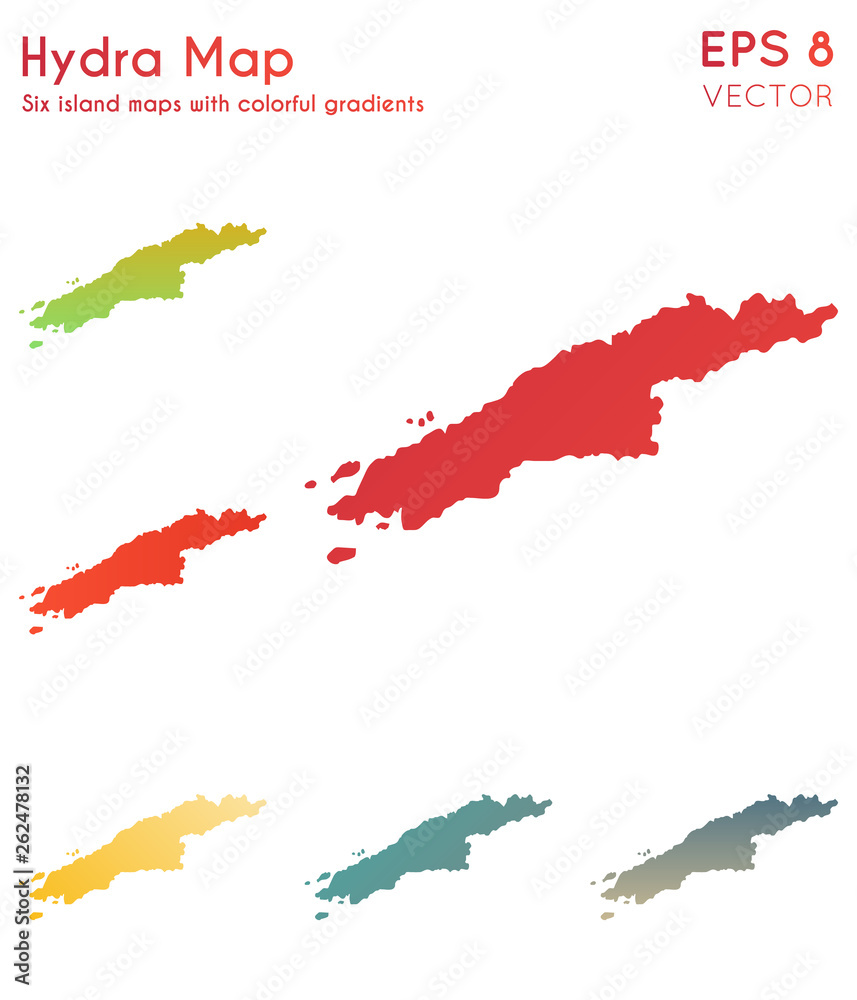 Map of Hydra with beautiful gradients. Artistic set of Hydra maps ...