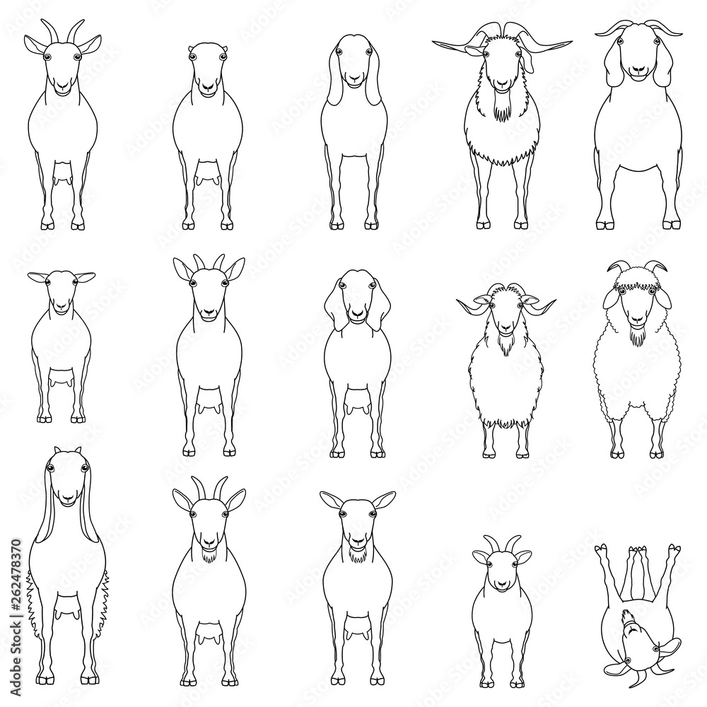 goats breeds line arts Stock Vector | Adobe Stock