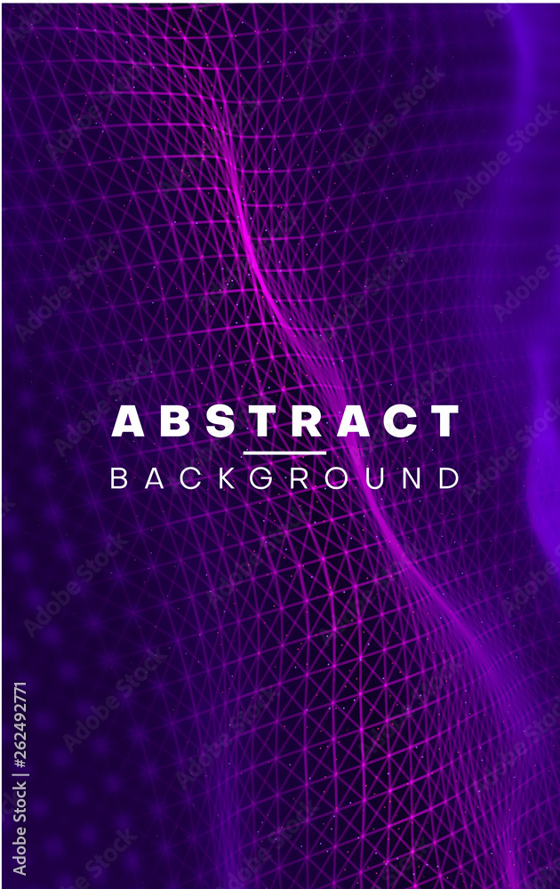Abstract digital background with purple spectrum surface, neon network ...