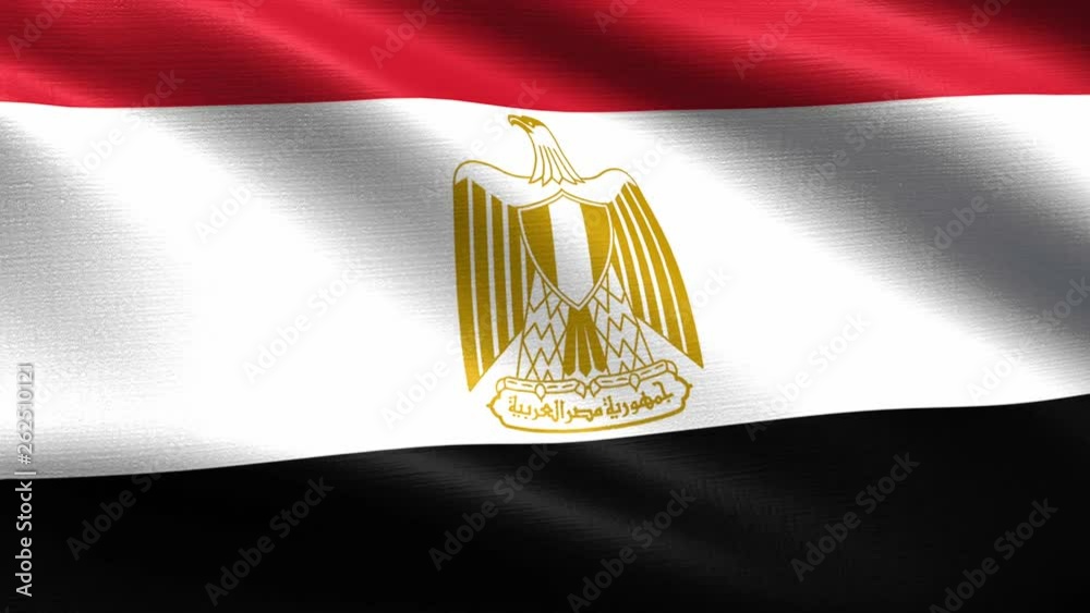 Realistic flag of Egypt, Seamless looping with highly detailed fabric ...