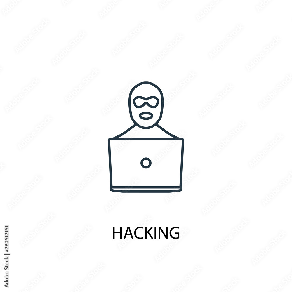 hacking concept line icon. Simple element illustration. hacking concept ...