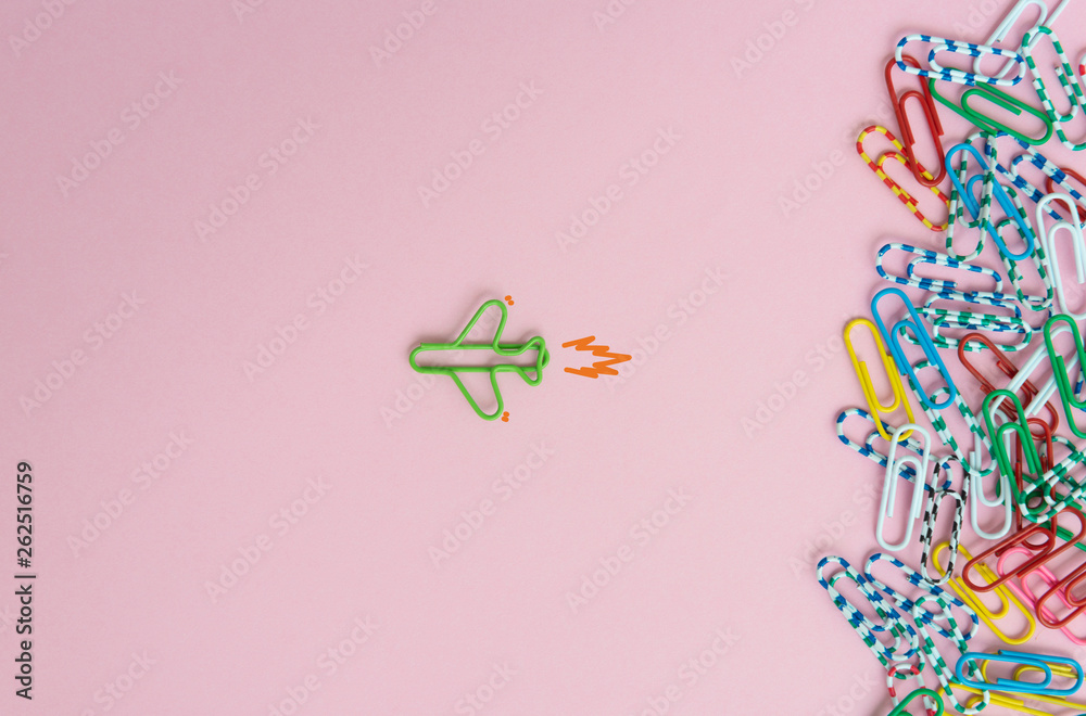 Business concept for group of stacked paperclip with another one green ...