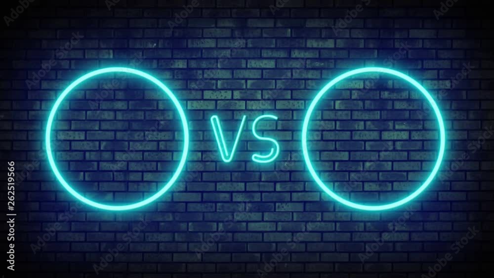 Versus screen in neon style. Blinking futuristic neon VS frames light ...