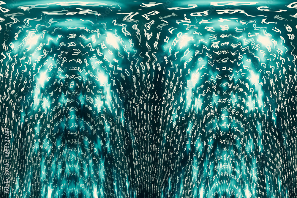 Blue matrix digital background. Distorted cyberspace concept. Characters fall down. Matrix from ...
