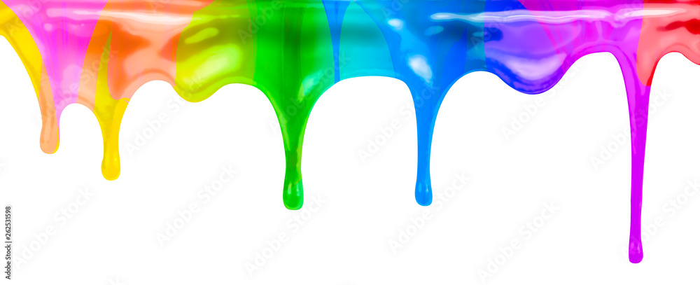 Drip color paint isolated on white Stock Photo | Adobe Stock