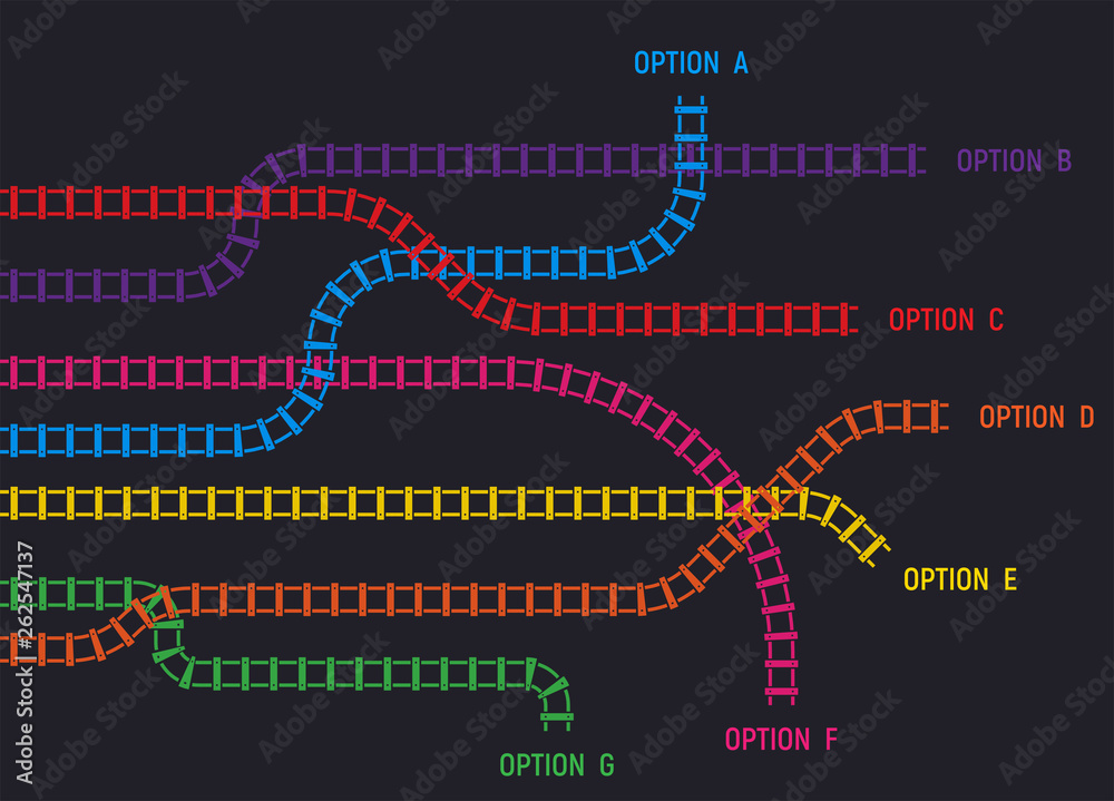 Train rail tracks, railroad infographic template. Railway tracks in ...