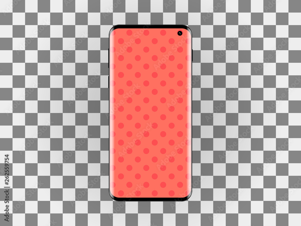 New realistic smartphone with red wallaper on transparent background ...