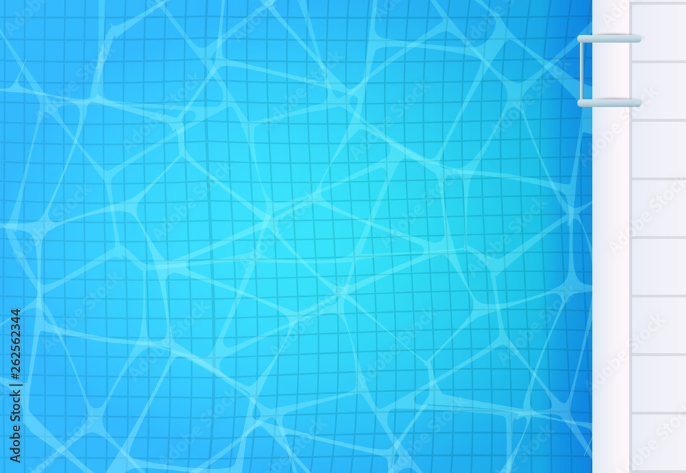 Swimming pool. Top view, water, square, tile. Summer concept Realistic ...