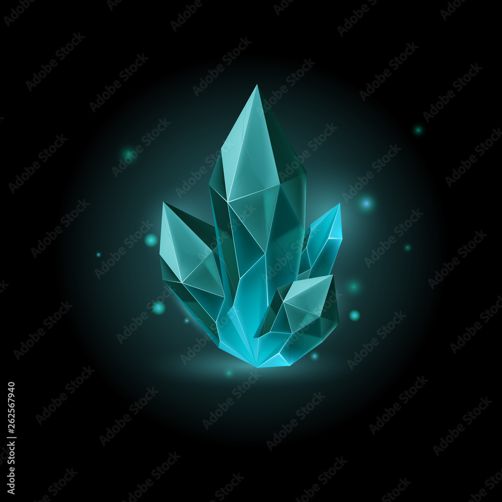 Magic Blue Crystal with Sparkle. Decoration icon for Games. Cartoon ...