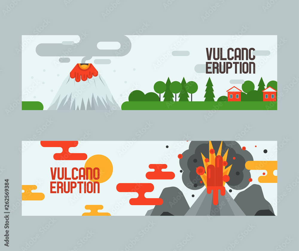 Volcano vector eruption volcanism explosion convulsion of nature ...