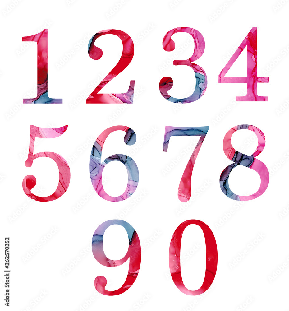 Large raster illustration with colorful gradient numbers sequence from ...