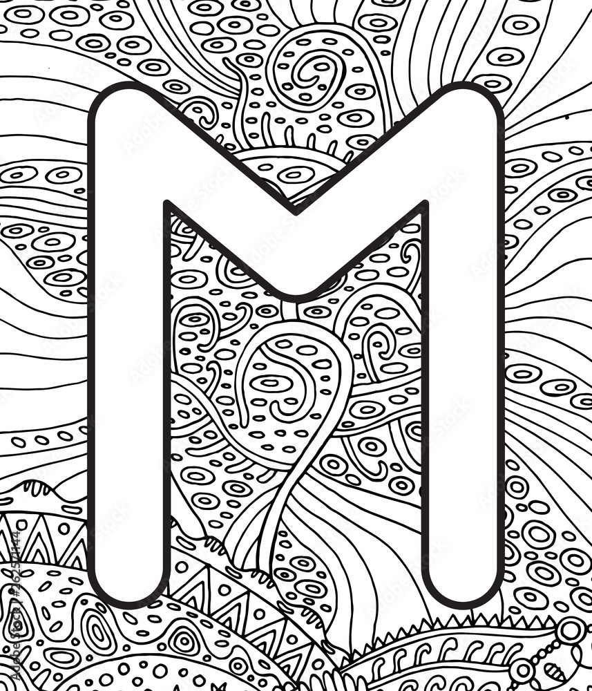 Ancient scandinavic rune ehwaz with doodle ornament background ...