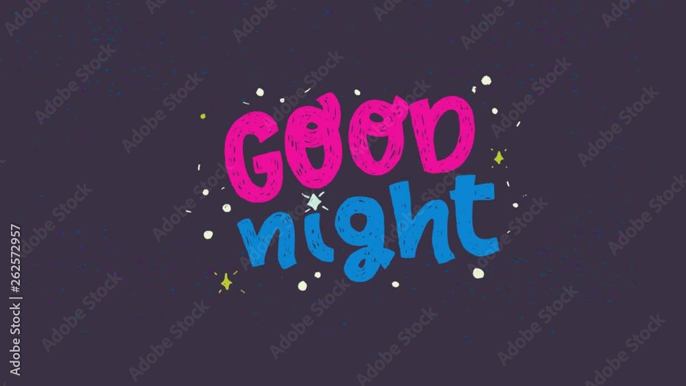 Good Night animated text with shining stars Stock Video | Adobe Stock