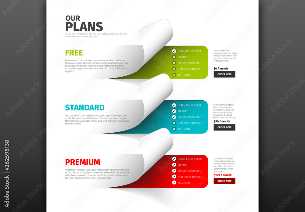 Product Service Plan Price Comparison Layout with Sticker Accents Stock ...