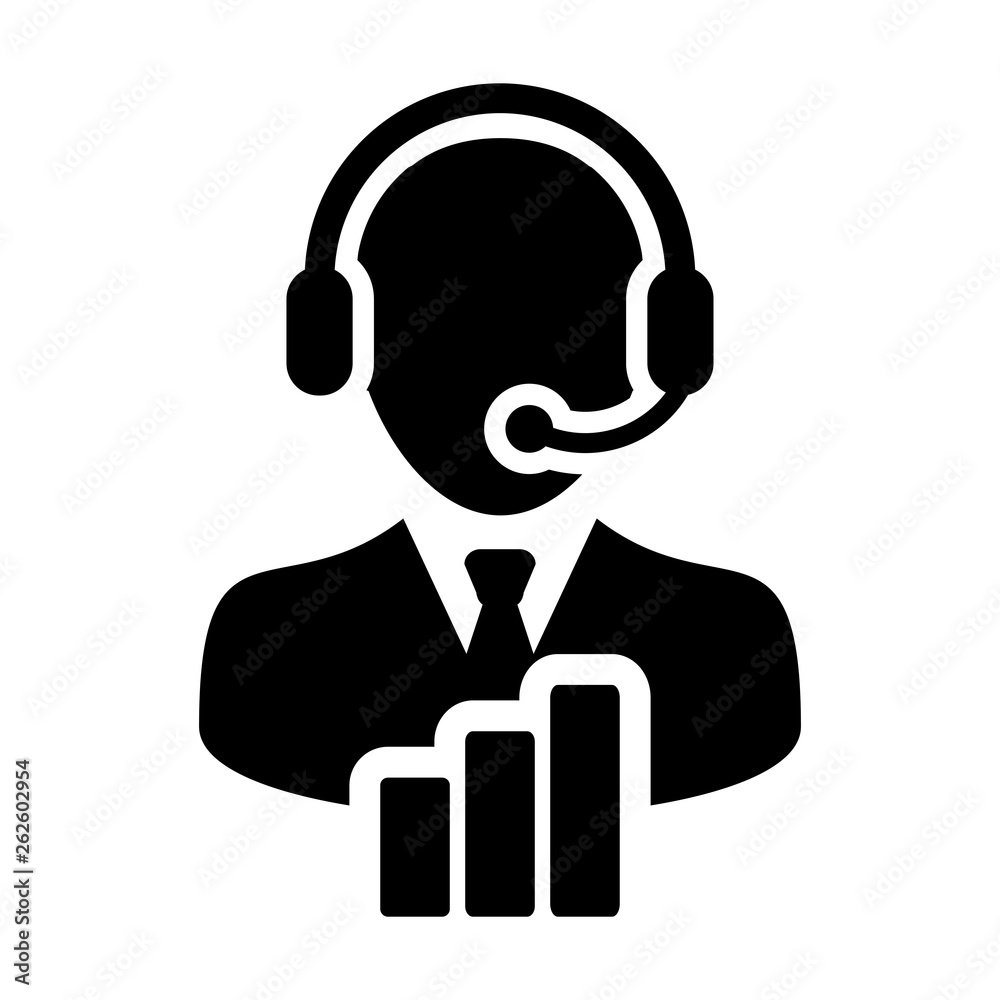 Customer experience icon vector male data support service person ...