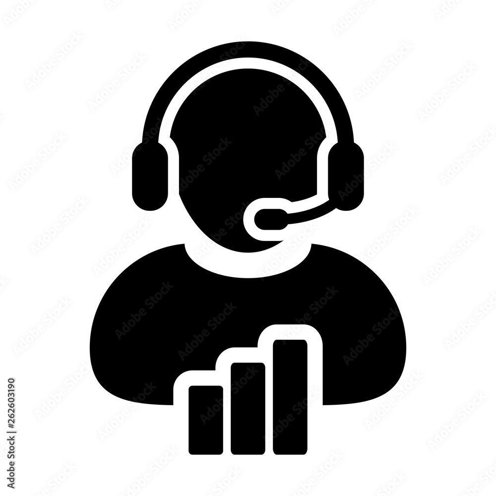 Customer support icon vector male data service person profile avatar ...