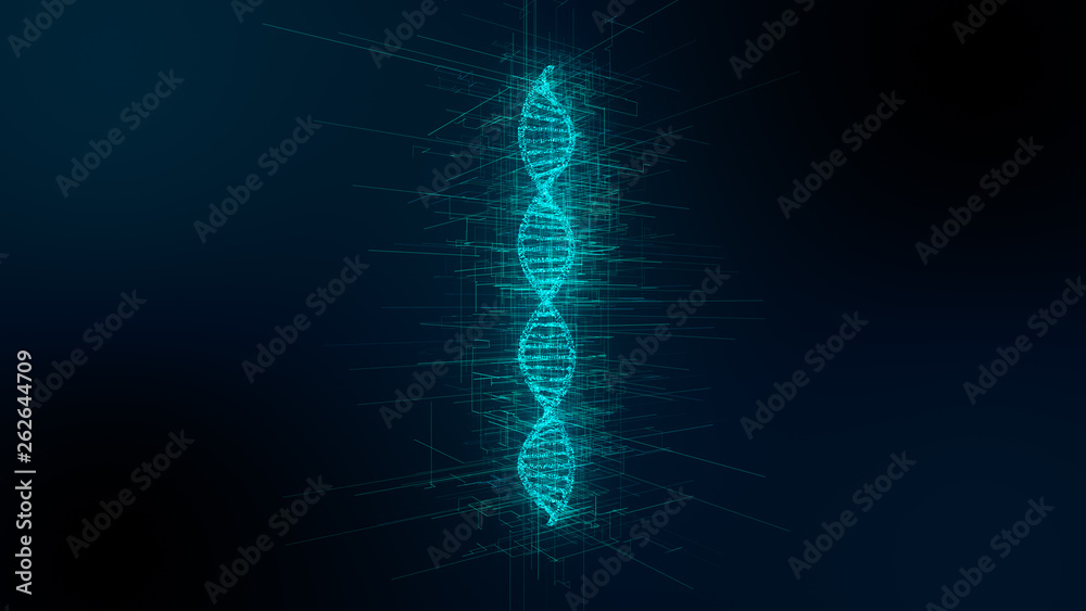 DNA double helix graphic illustration pharmaceutical research into ...