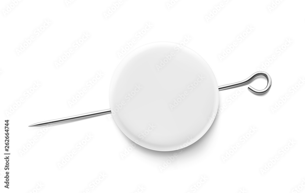 Blank realistic badge mockup with pin. Vector illustration isolated on ...