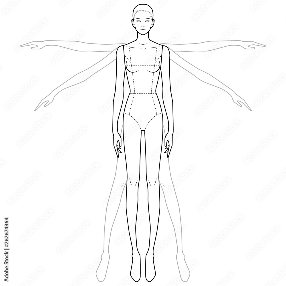 Fashion Figure Template 9 Head Stock Vector | Adobe Stock