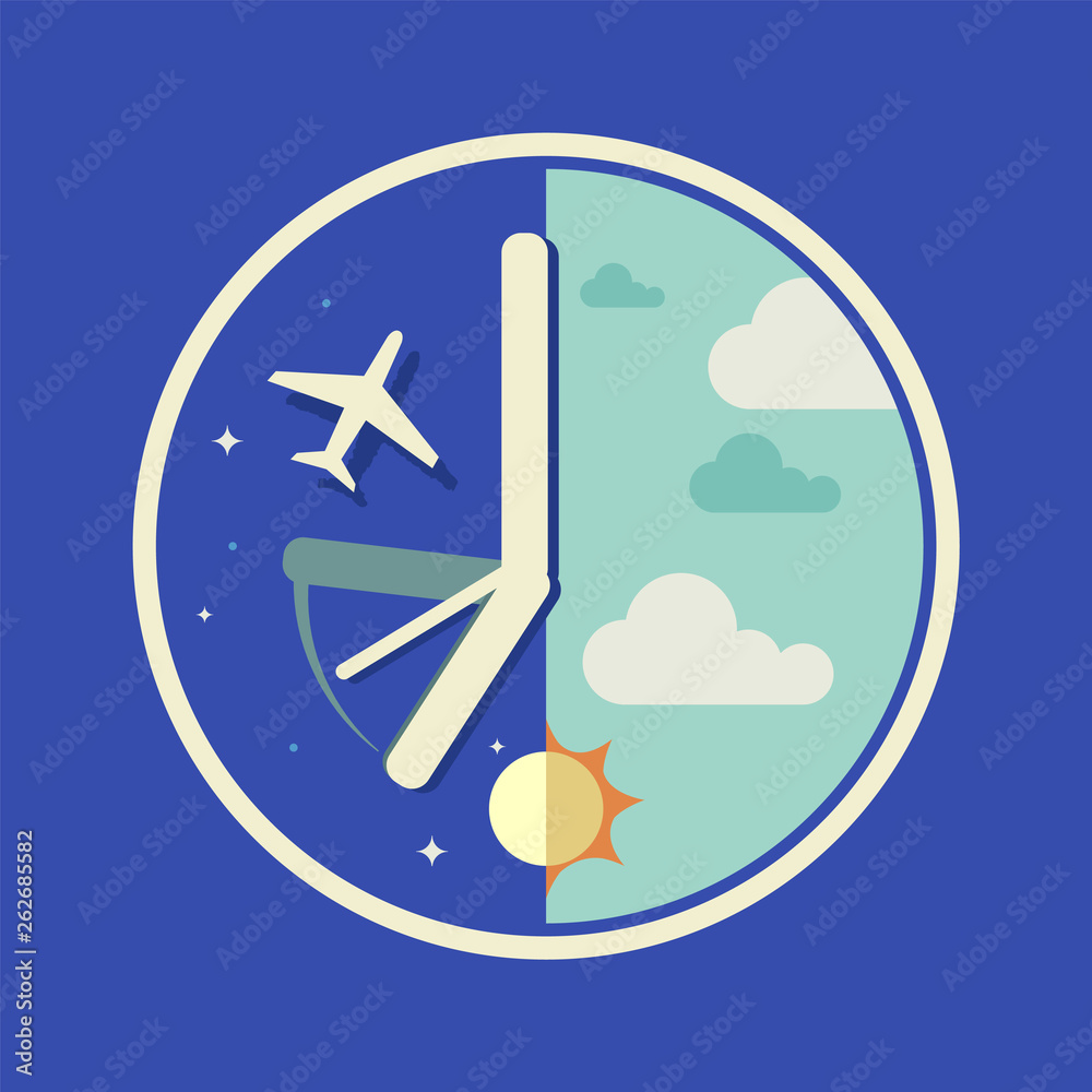 Time zones crossing - jet lag infographic vector arts Stock Vector ...