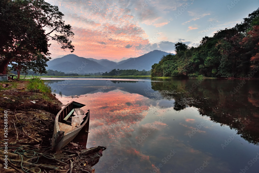 Beautiful relfections of the lake in Tasik Raban, Perak Malaysia Stock ...