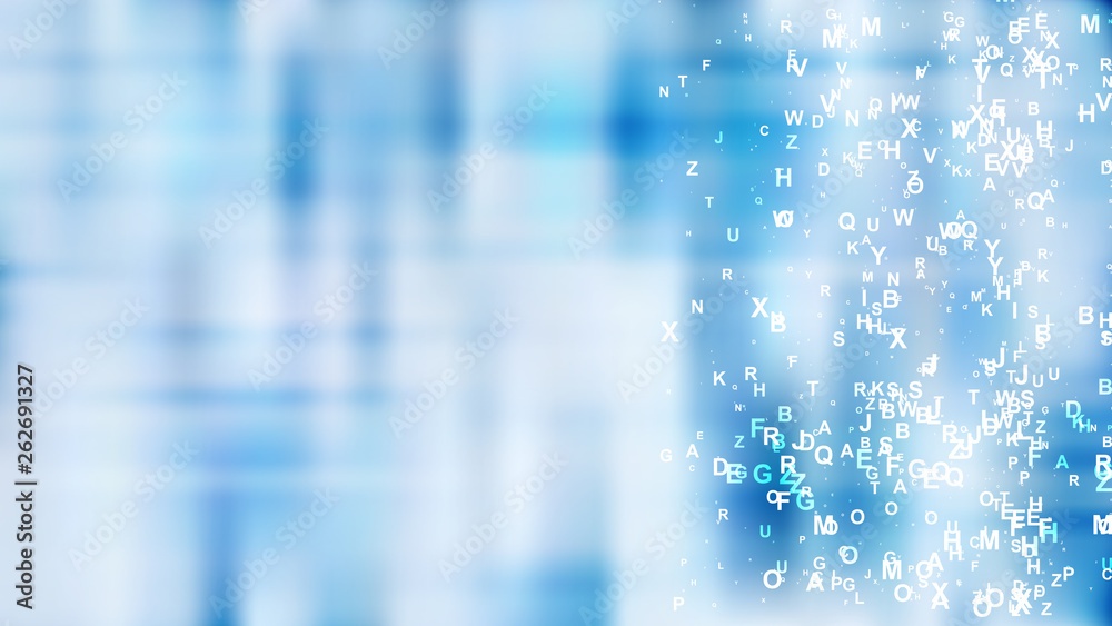 Abstract Blue and White Scattered Letters Background Vector Art Stock ...