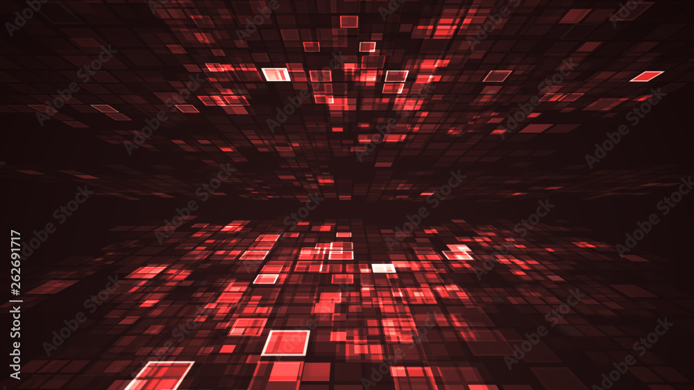 Abstract red light flashing rectangle grid perspective graphic ...