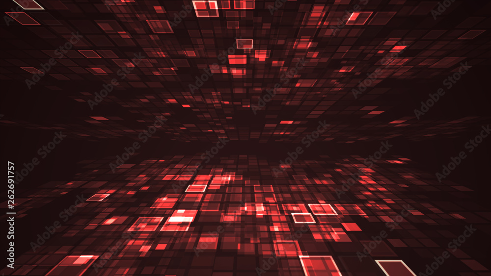 Abstract red light flashing rectangle grid perspective graphic ...
