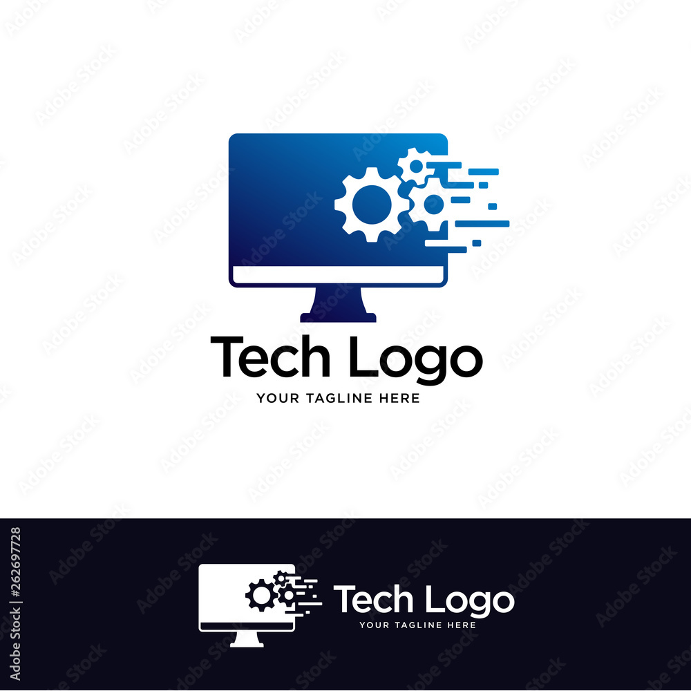 screen computer logo designs concept, tech logo template Stock Vector ...