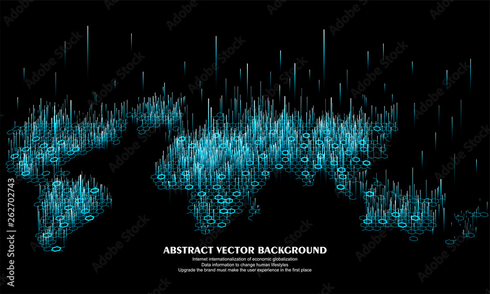 Abstract concept world map, meaning high technology, big data and ...