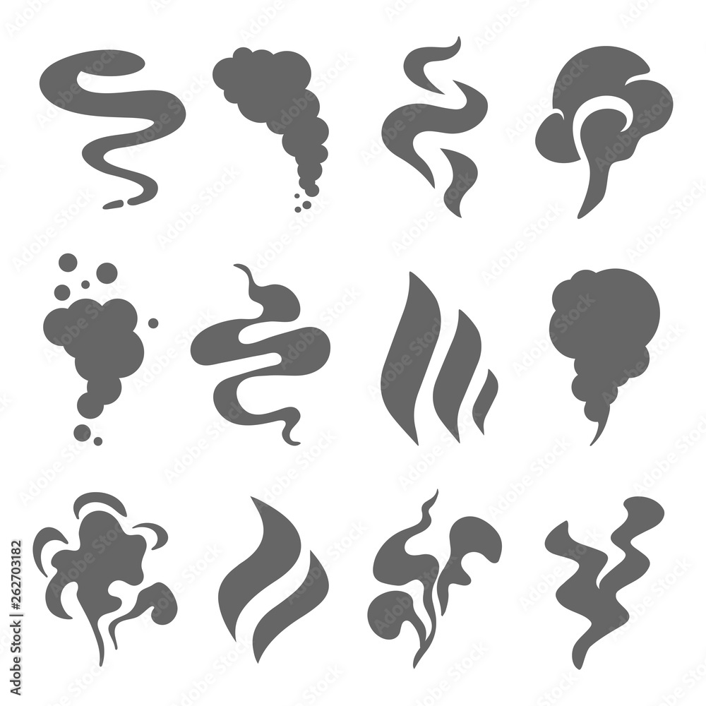 Steam Smoke Icons Stock Vector | Adobe Stock