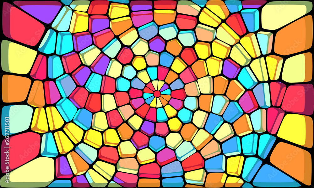 Decorative stained glass pattern for design poster, banner, cover ...