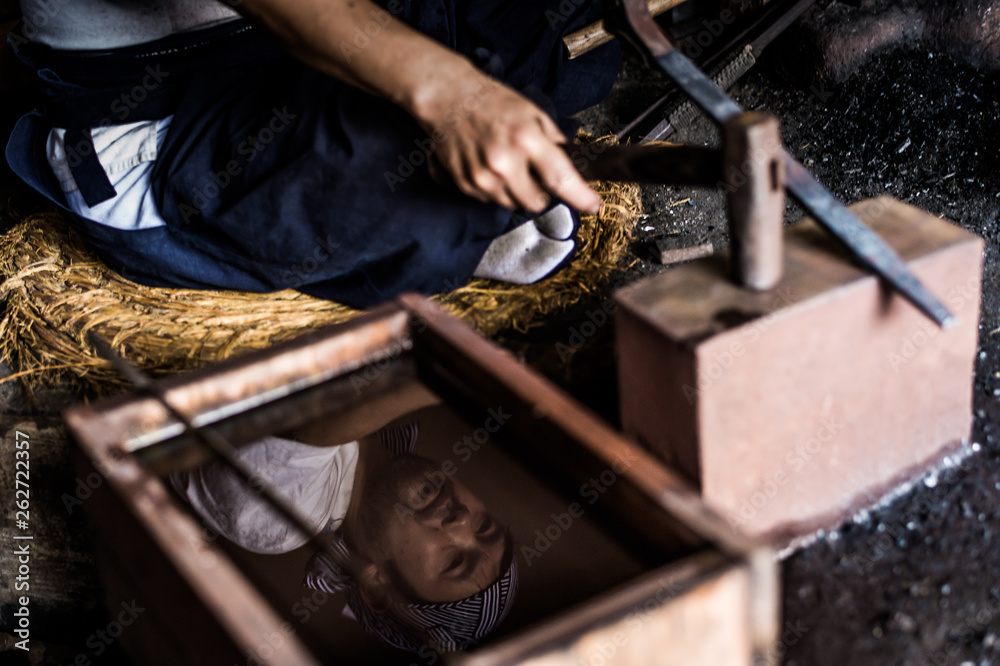 Swordsmith making Japanese swords Stock Photo | Adobe Stock