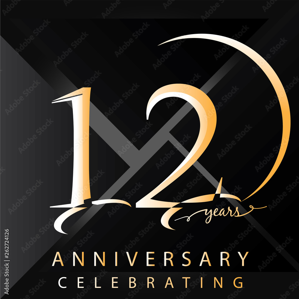 Anniversary 12 years numbers. Poster template for Celebrating 12 years ...