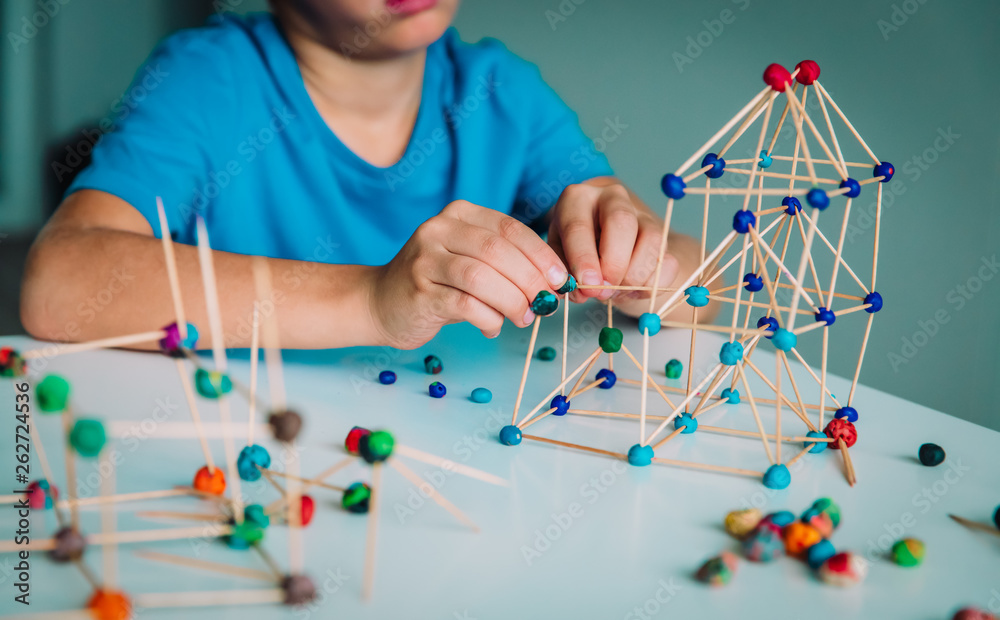 child making geometric shapes, engineering and STEM Stock Photo | Adobe ...