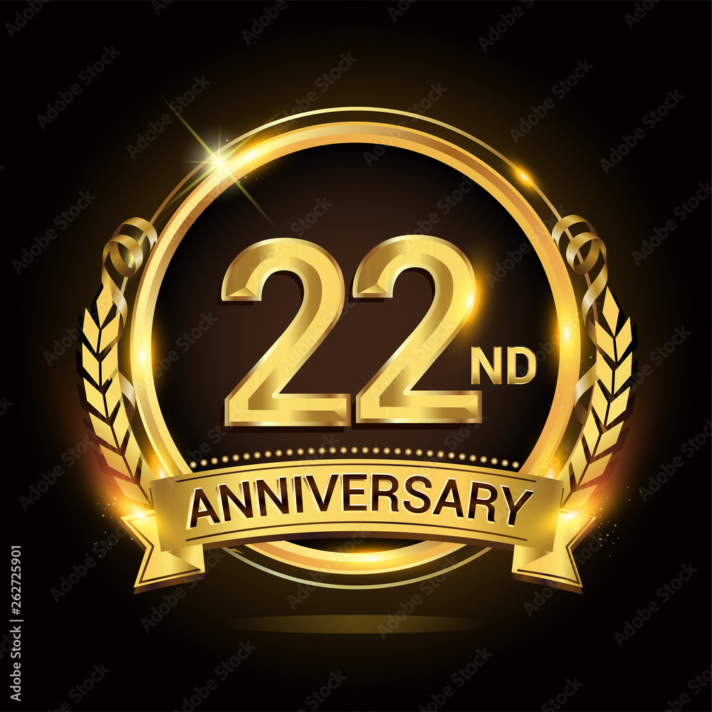 22nd golden anniversary logo, 22 years anniversary celebration with ...