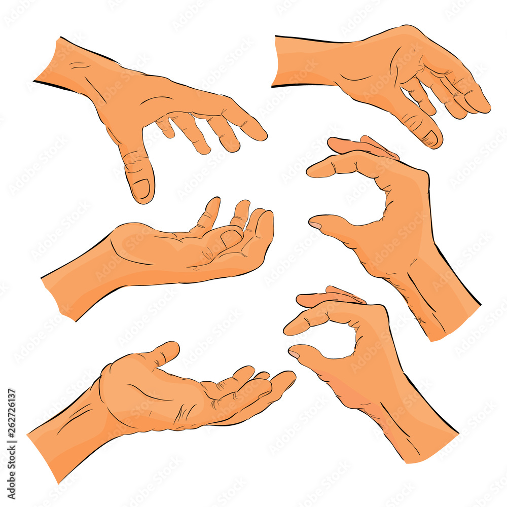 Simple Hand Draw Sketch 6 Gesture Hand Holding Picking Take Or