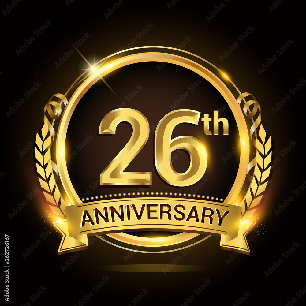 26th golden anniversary logo, 26 years anniversary celebration with ...