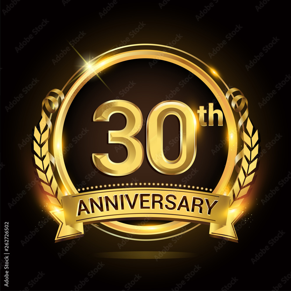 30th golden anniversary logo, 30 years anniversary celebration with ...