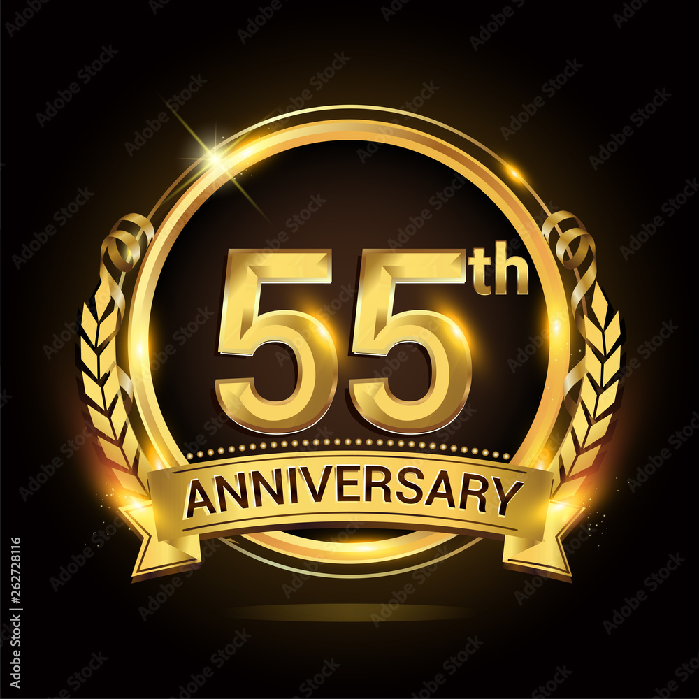 55th golden anniversary logo, 55 years anniversary celebration with ...