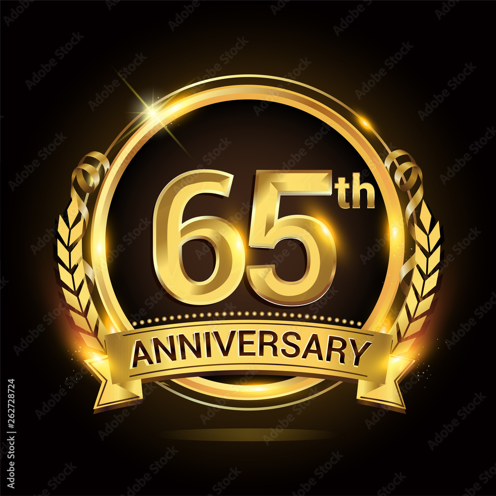 65th golden anniversary logo, 65 years anniversary celebration with ...