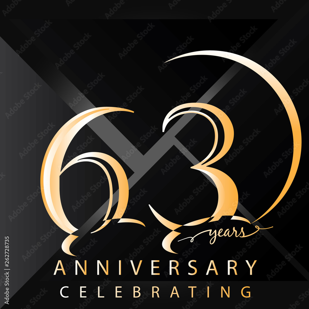 Anniversary 63 years numbers. Poster template for Celebrating 63 years ...