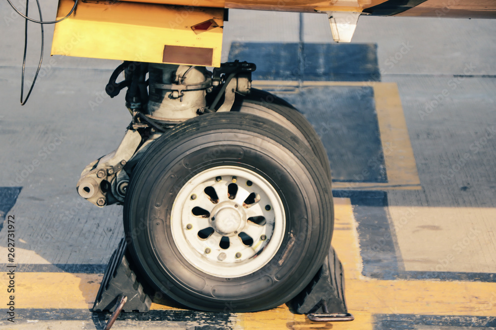Wheel of airplane.landing gear. Stock Photo | Adobe Stock