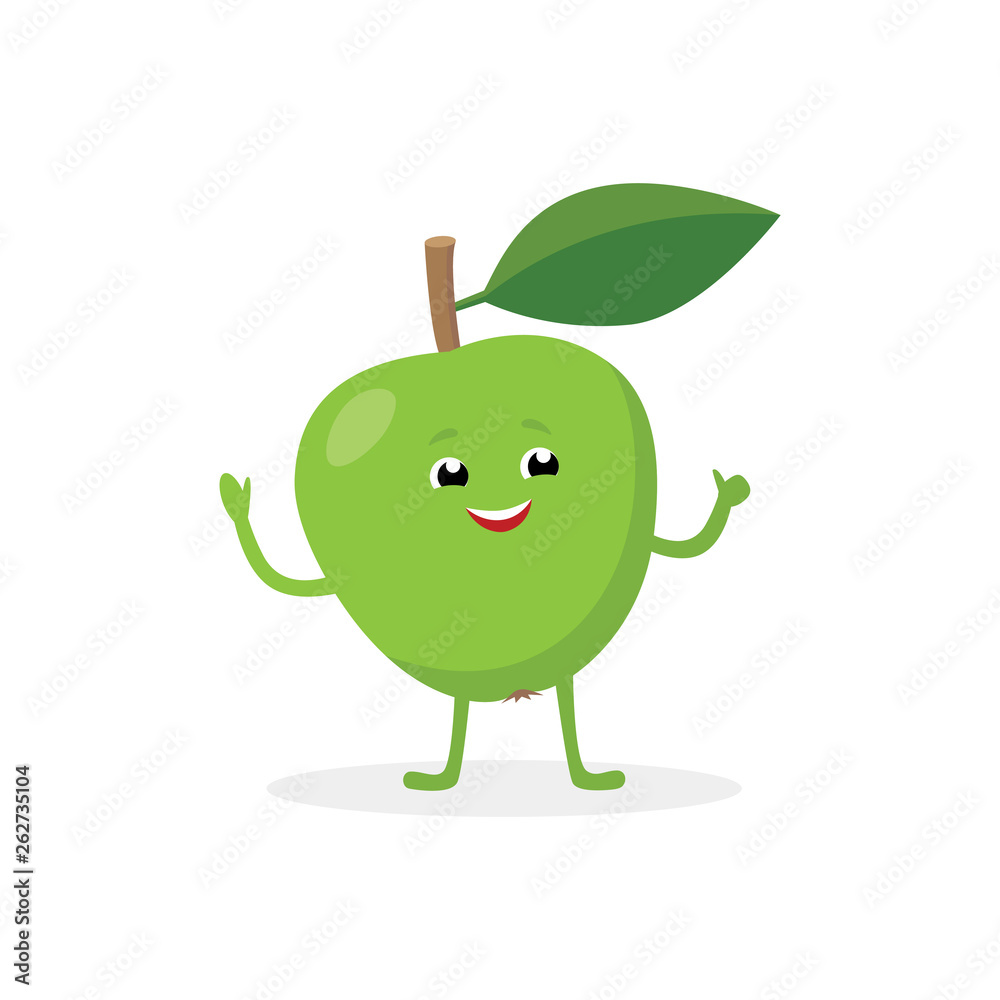Apple cartoon character isolated on white background. Healthy food ...